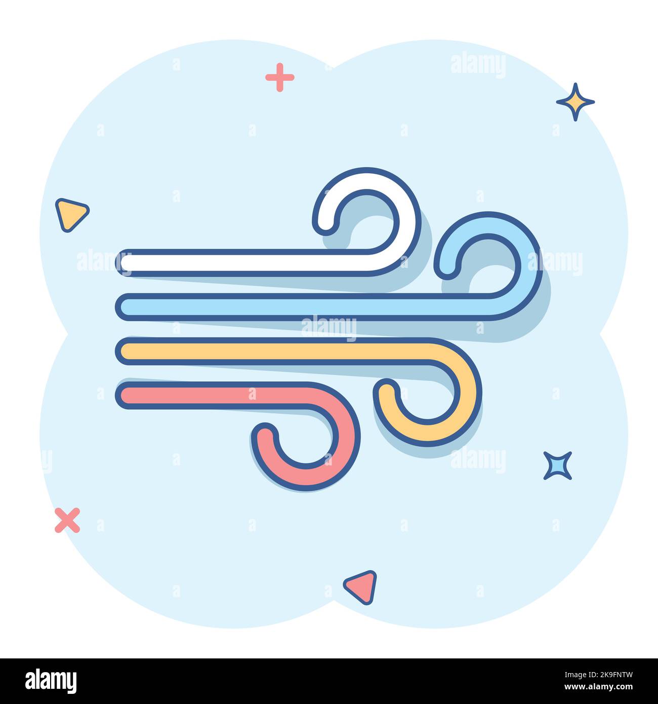 Wind icon in comic style. Air cartoon vector illustration on white ...