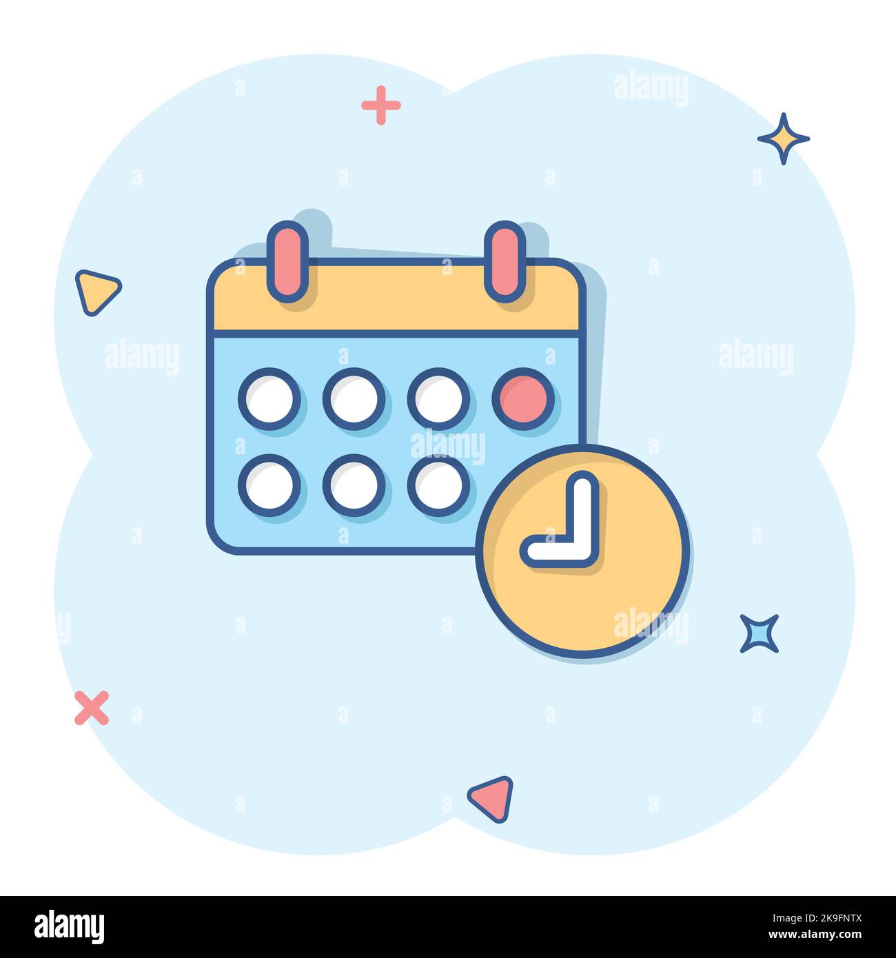 Calendar icon in comic style. Agenda cartoon vector illustration on ...
