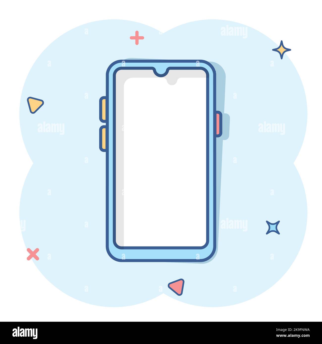 Smartphone blank screen icon in comic style. Mobile phone cartoon ...