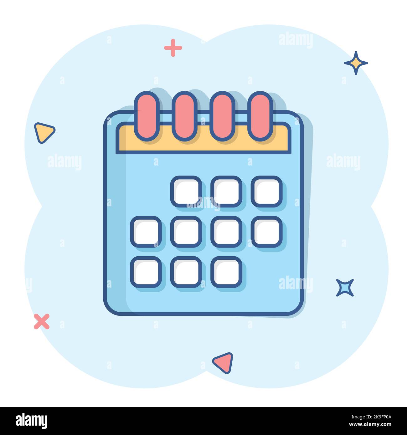 Calendar icon in comic style. Agenda cartoon vector illustration on ...