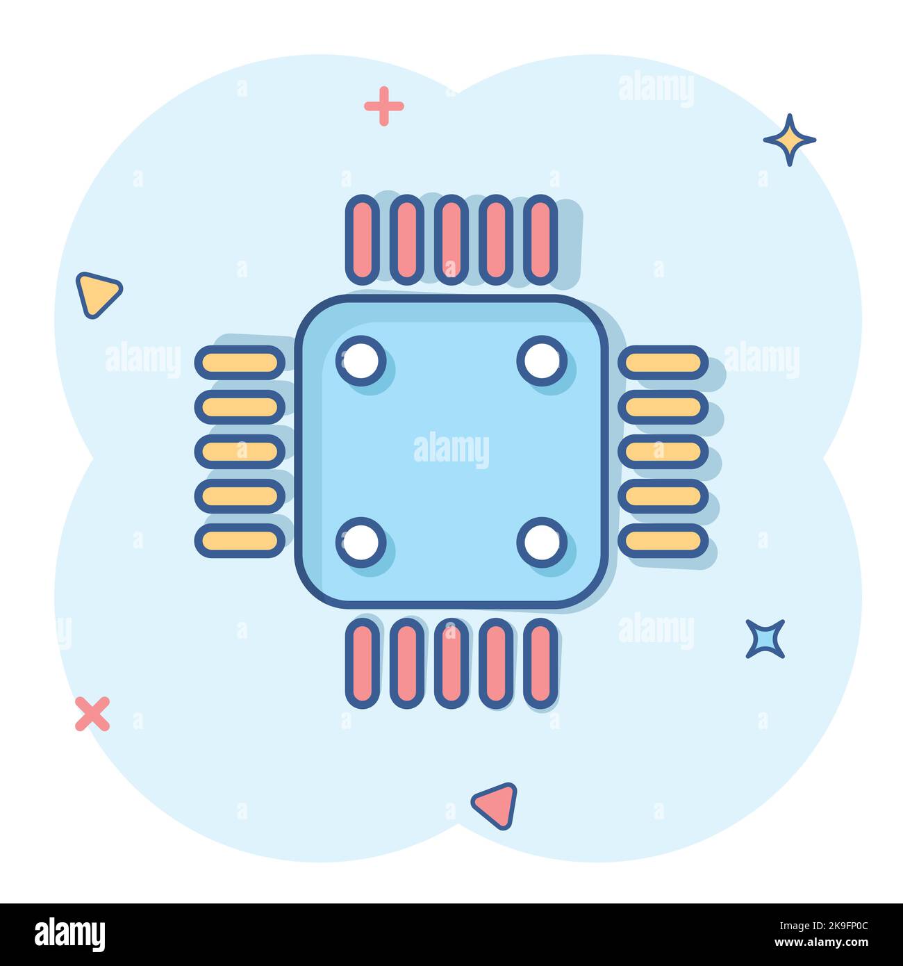 Computer cpu icon in comic style. Circuit board cartoon vector ...