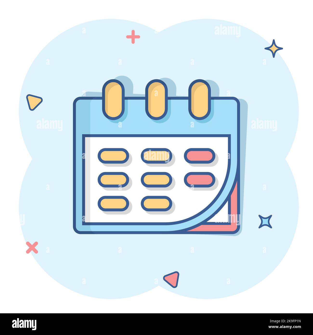 Calendar icon in comic style. Agenda cartoon vector illustration on ...