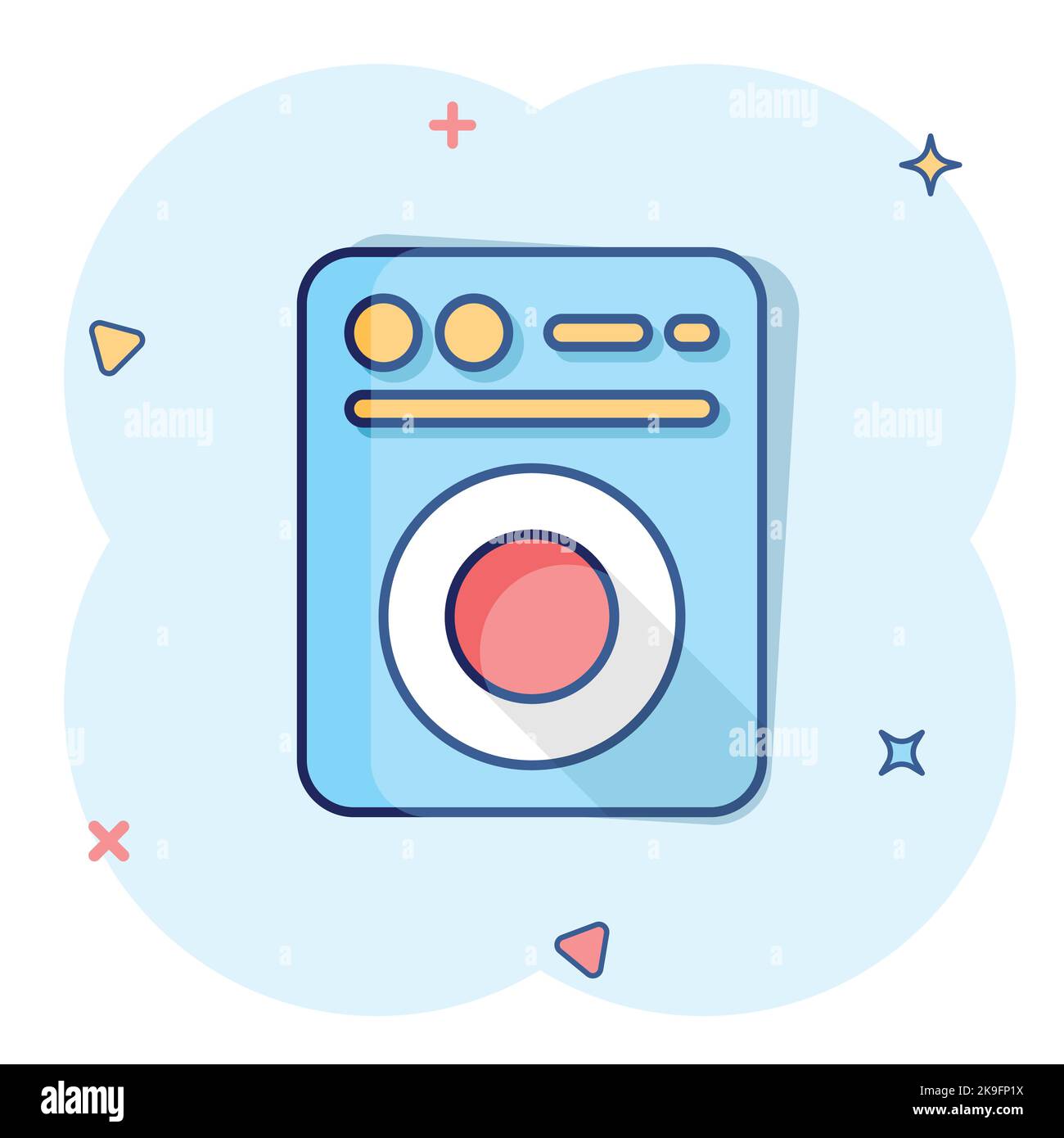 Washing machine icon in comic style. Washer cartoon vector illustration ...