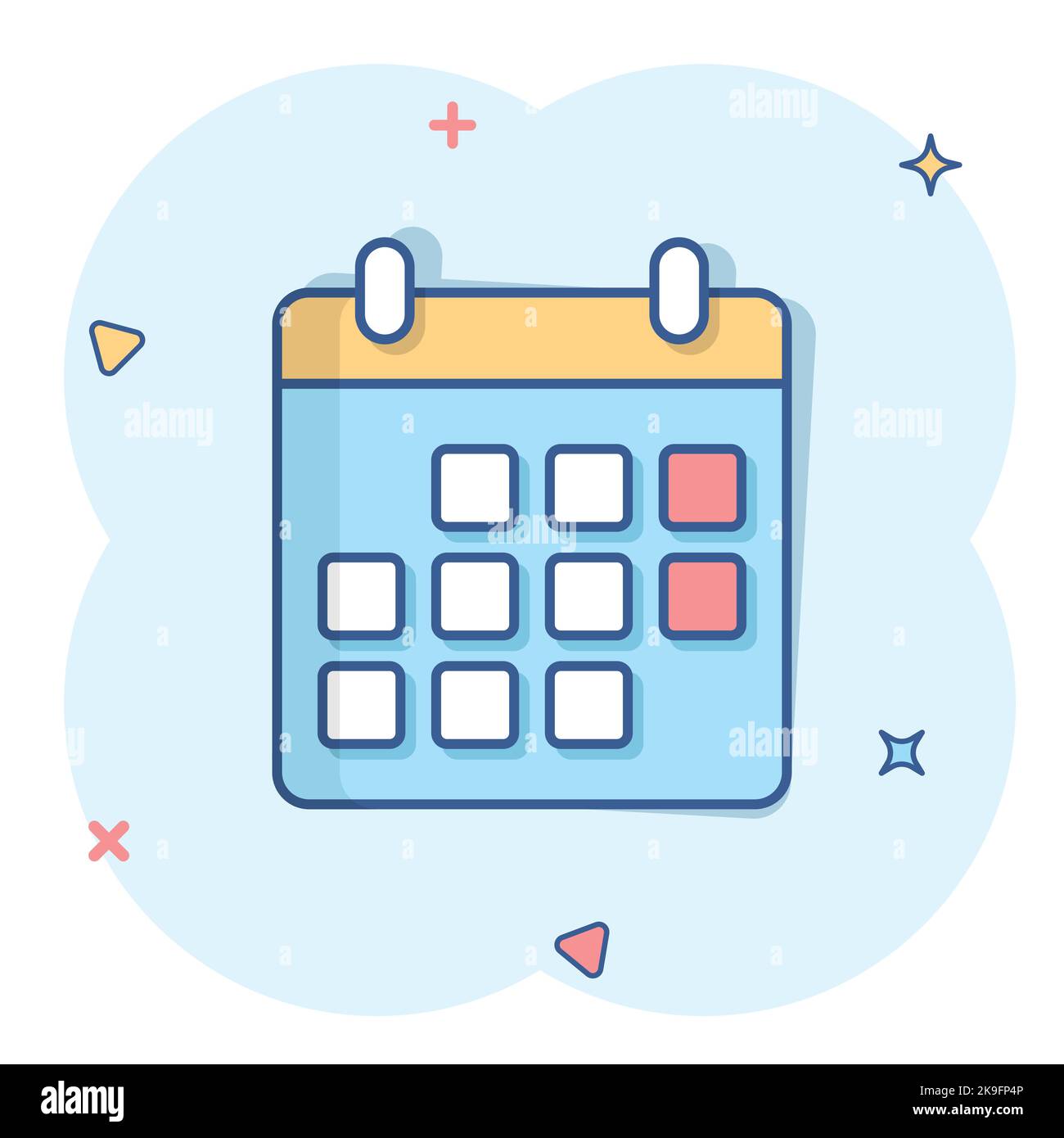 Calendar icon in comic style. Agenda cartoon vector illustration on ...