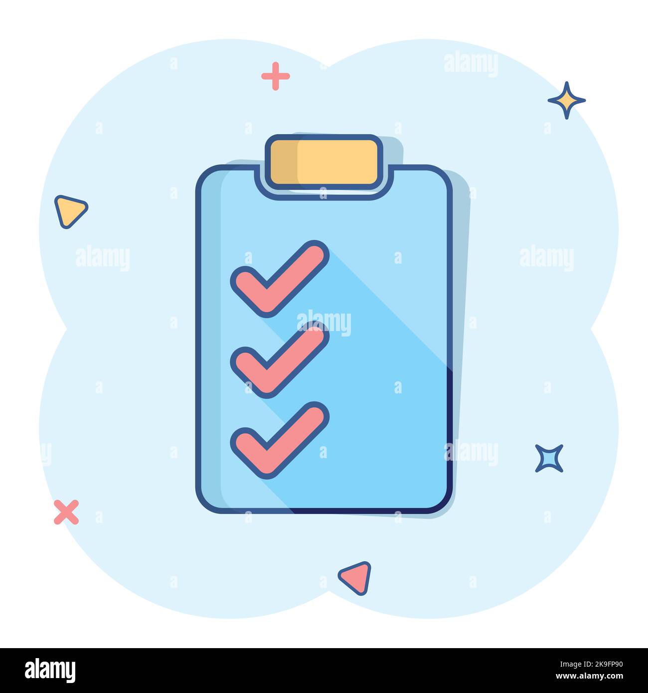 Document checklist icon in comic style. Report cartoon vector ...