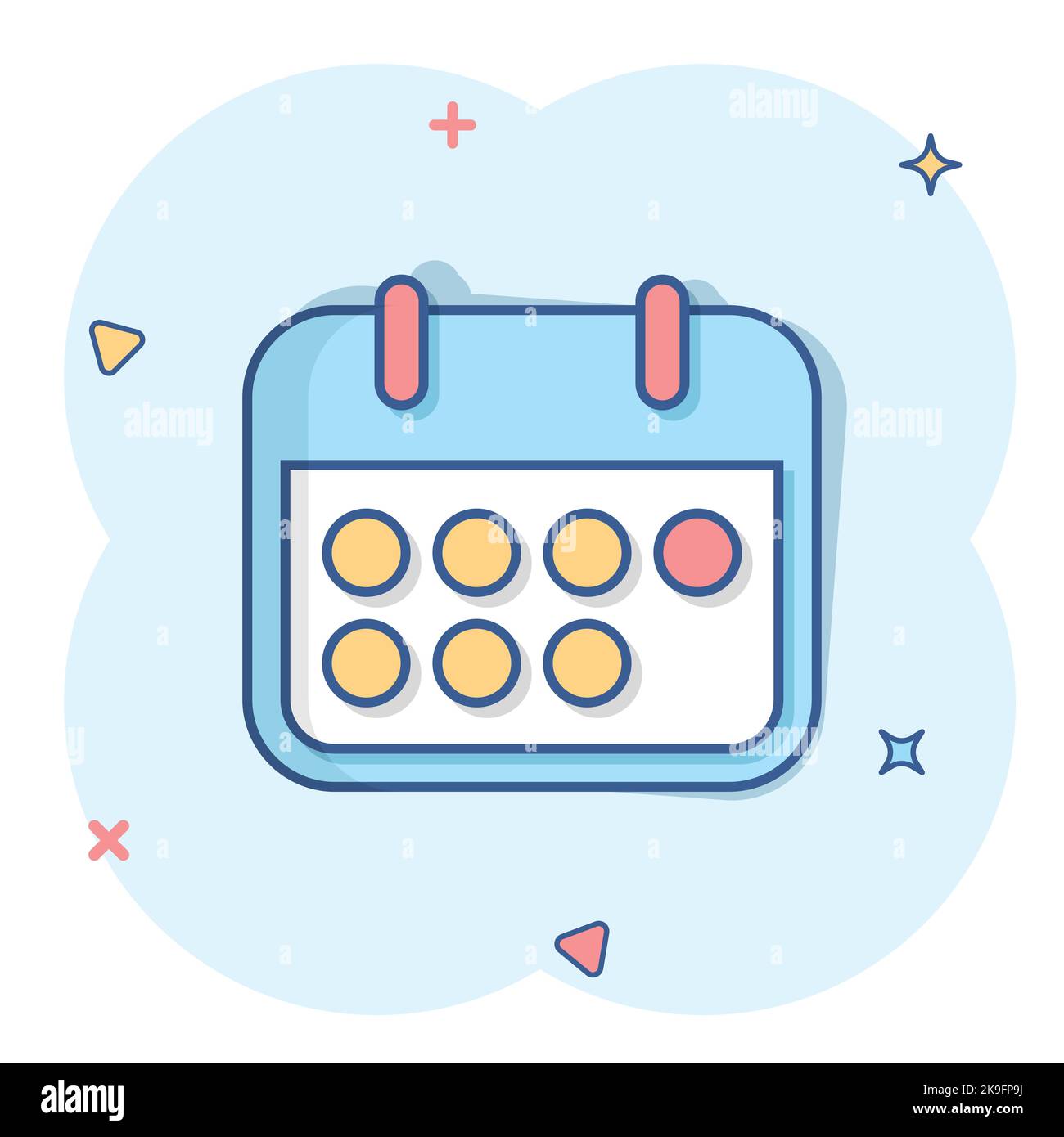 Calendar icon in comic style. Agenda cartoon vector illustration on ...