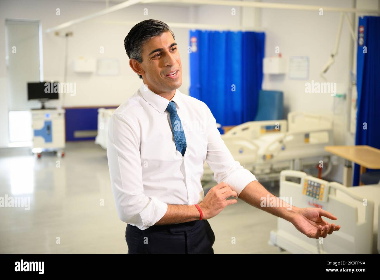 Prime Minister Rishi Sunak speaks to the media during a visit to ...