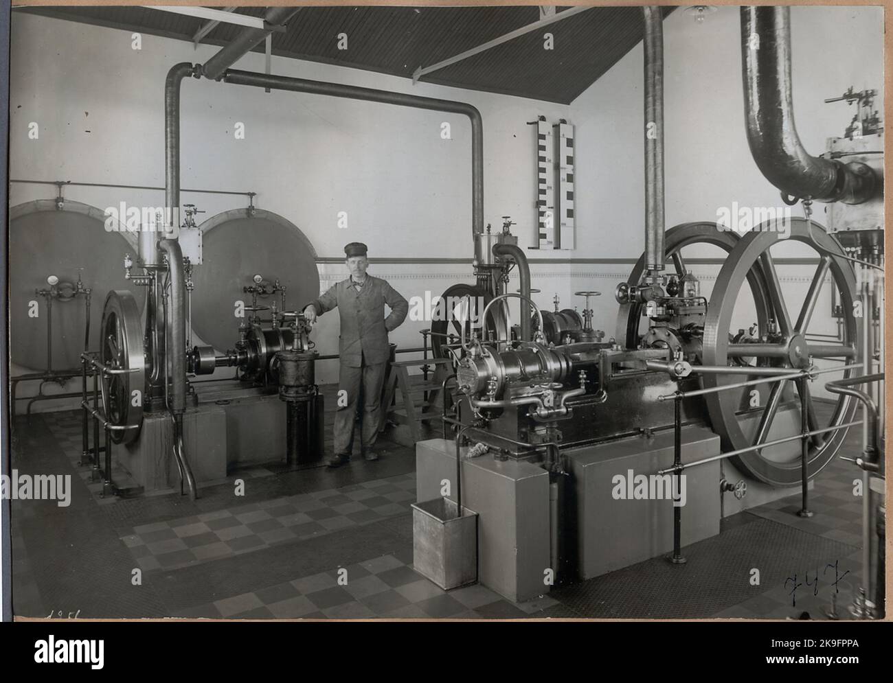 Construction of locomotive station. The engine room in the main ...