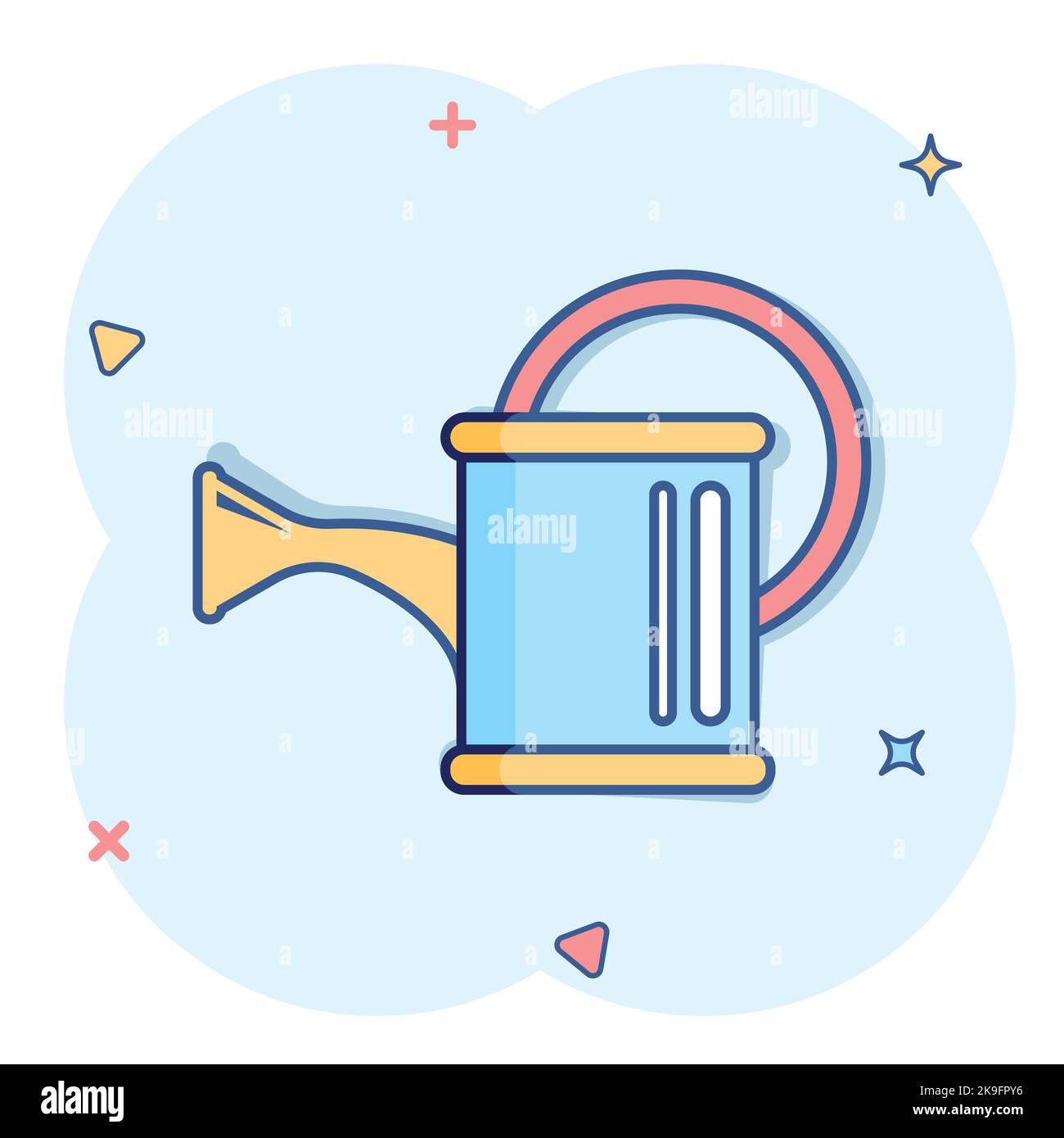 Water can icon in comic style. Irrigation garden cartoon vector ...