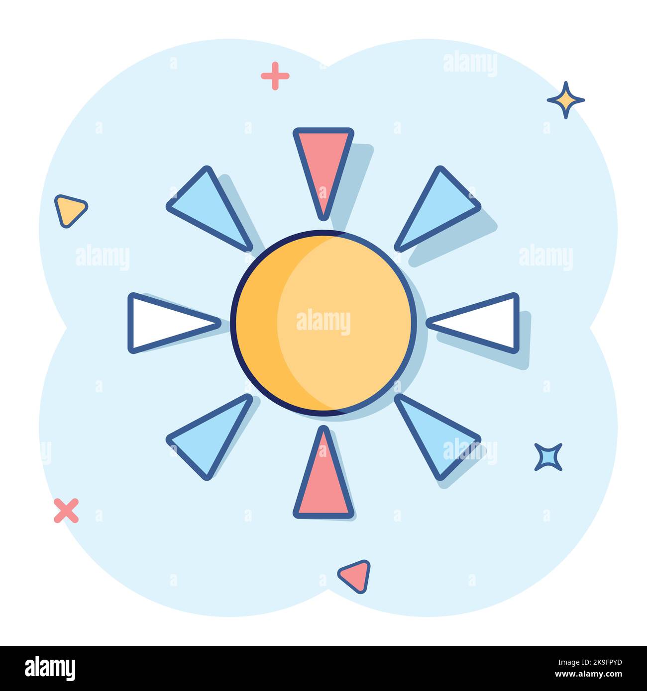 Sun icon in comic style. Sunlight cartoon sign vector illustration on ...