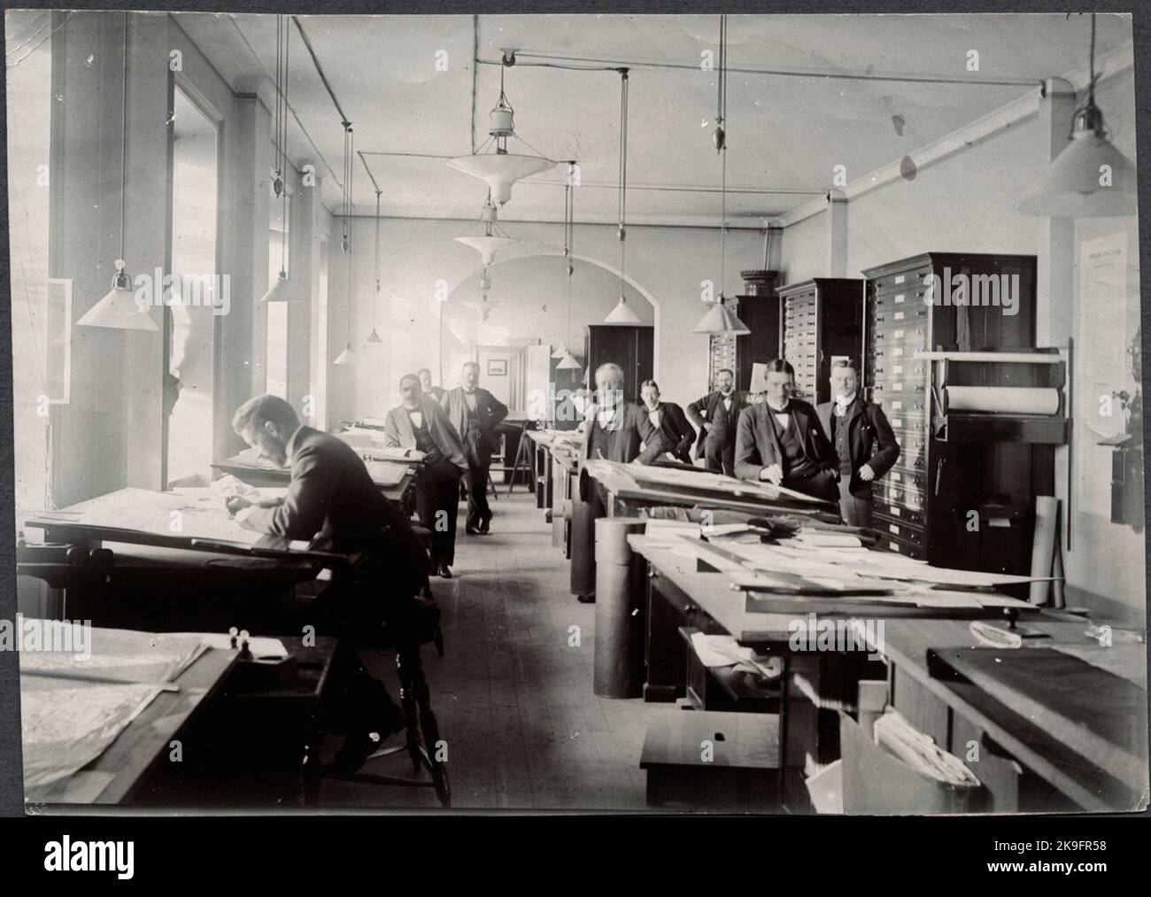 Group photo from the Machine Agency's drawing office around 1900 Stock ...