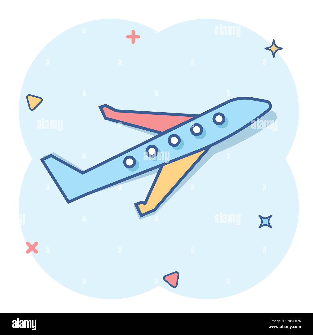 Plane icon in comic style. Airplane cartoon vector illustration on ...