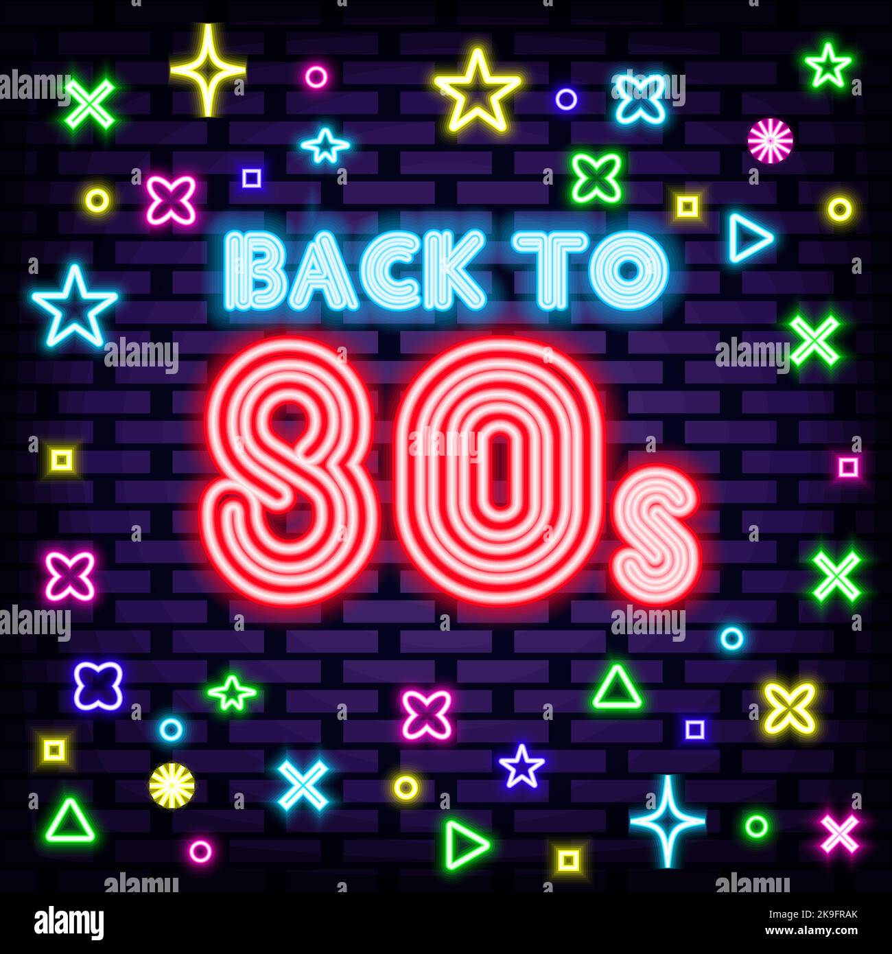 Back to 80s Neon Sign Vector. Glowing with colorful neon light. Light ...