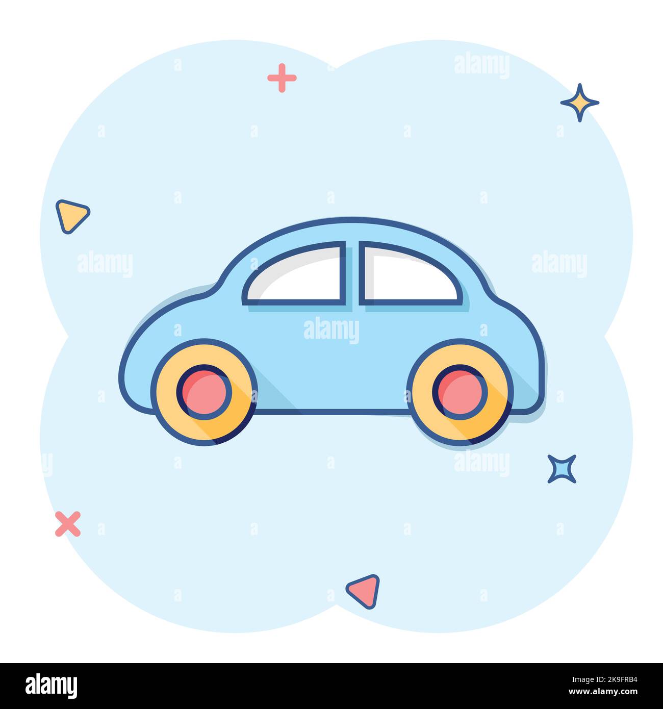 Car icon in comic style. Automobile vehicle cartoon vector illustration ...
