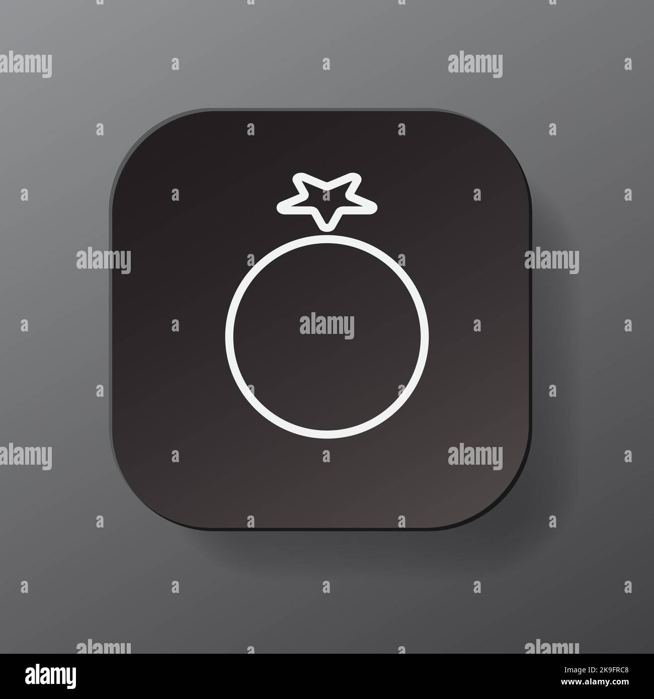 Black square button with tomato vegetable icon, white outline tomato on ...