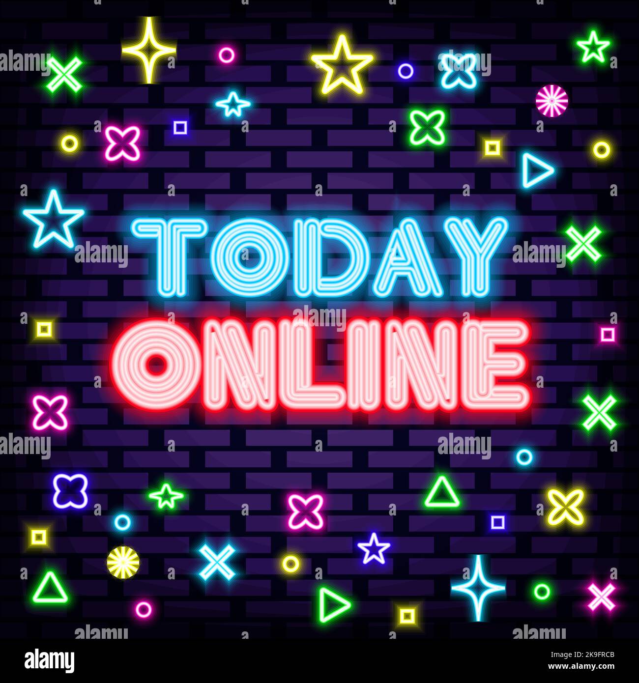 Today Online Neon sign. Neon script. Night bright advertising Stock ...