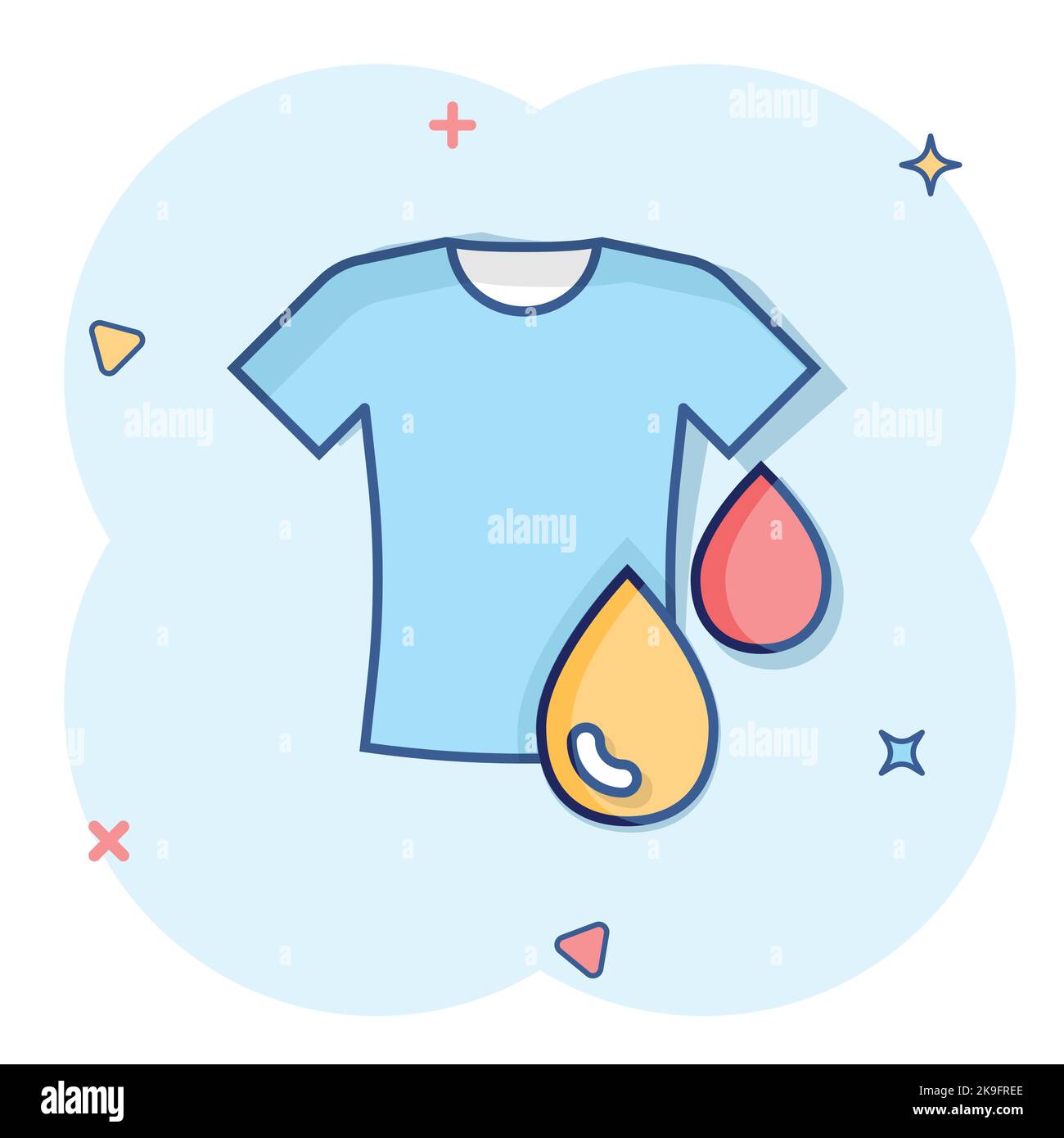 T-shirt washing icon in comic style. Clothes dry cartoon vector ...