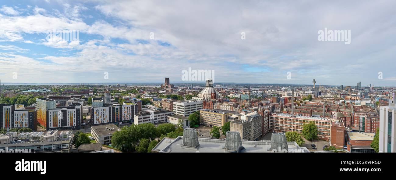 A Panoramic view of Liverpool City centre skyline and university area ...