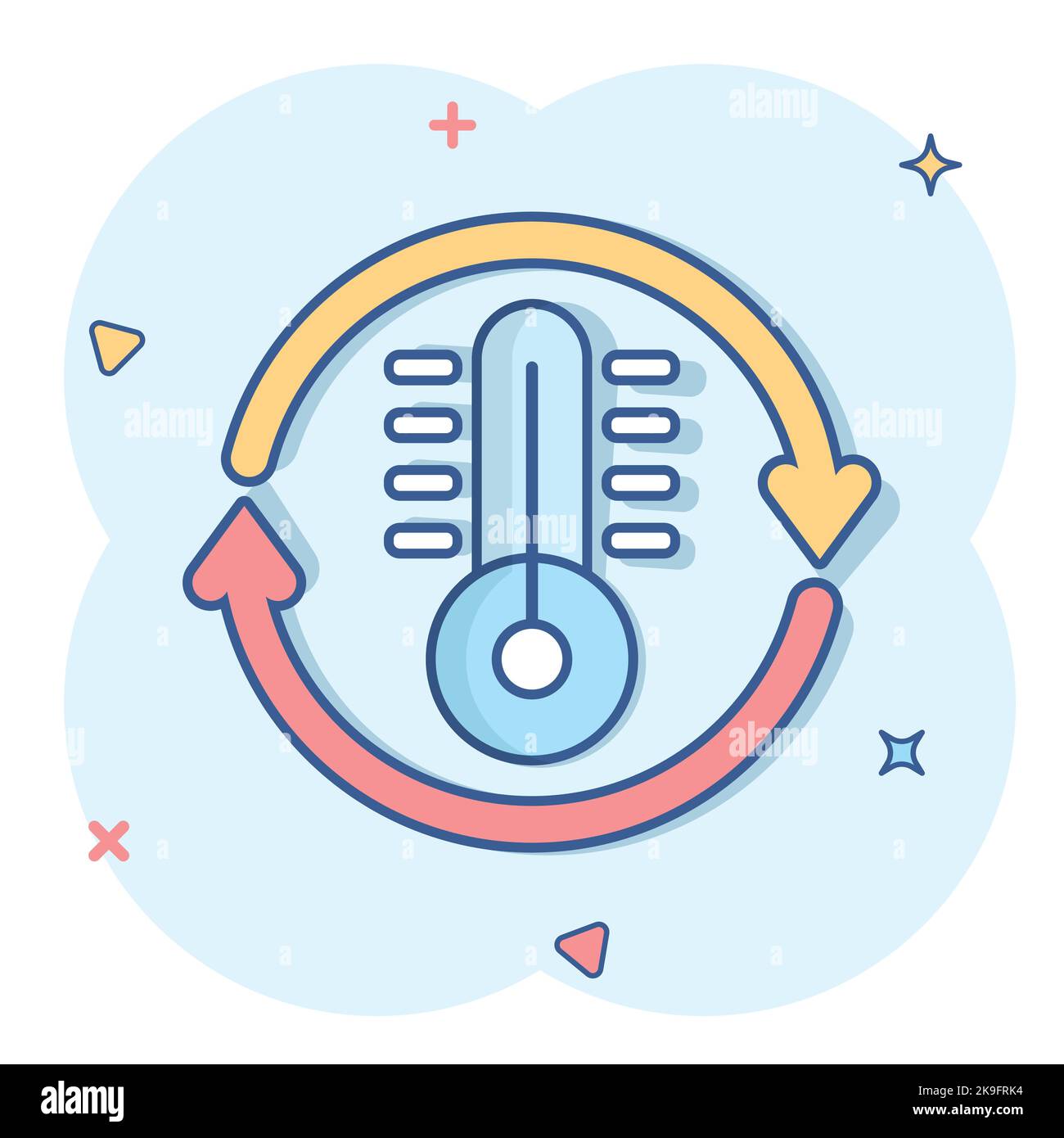 Thermometer climate control icon in comic style. Meteorology balance ...