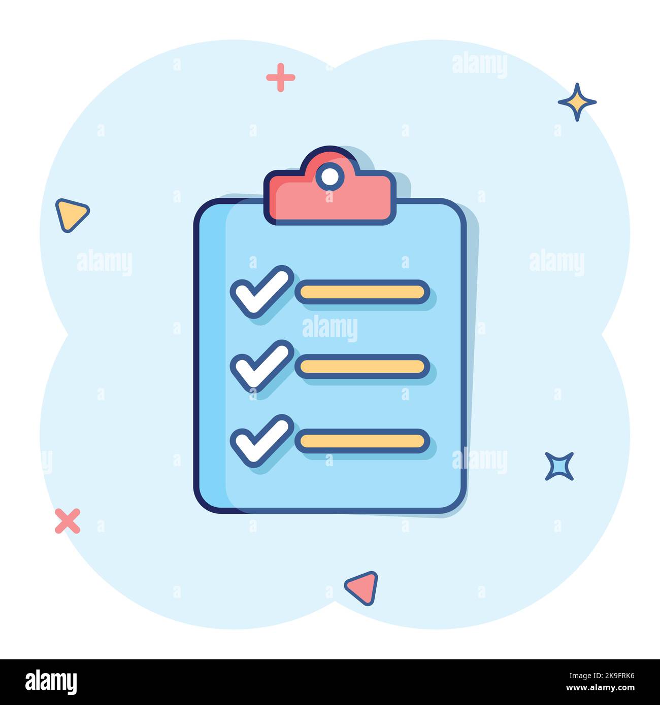 Document checklist icon in comic style. Report cartoon vector ...