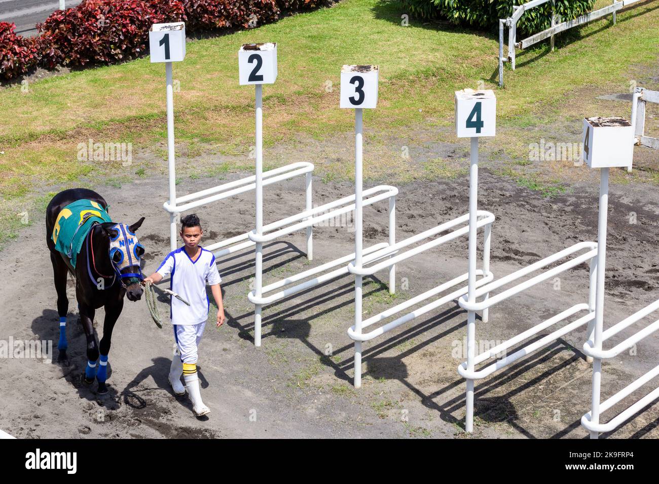 Horse racing at the Metroturf hippodrome in Tanauan, Batangas ...