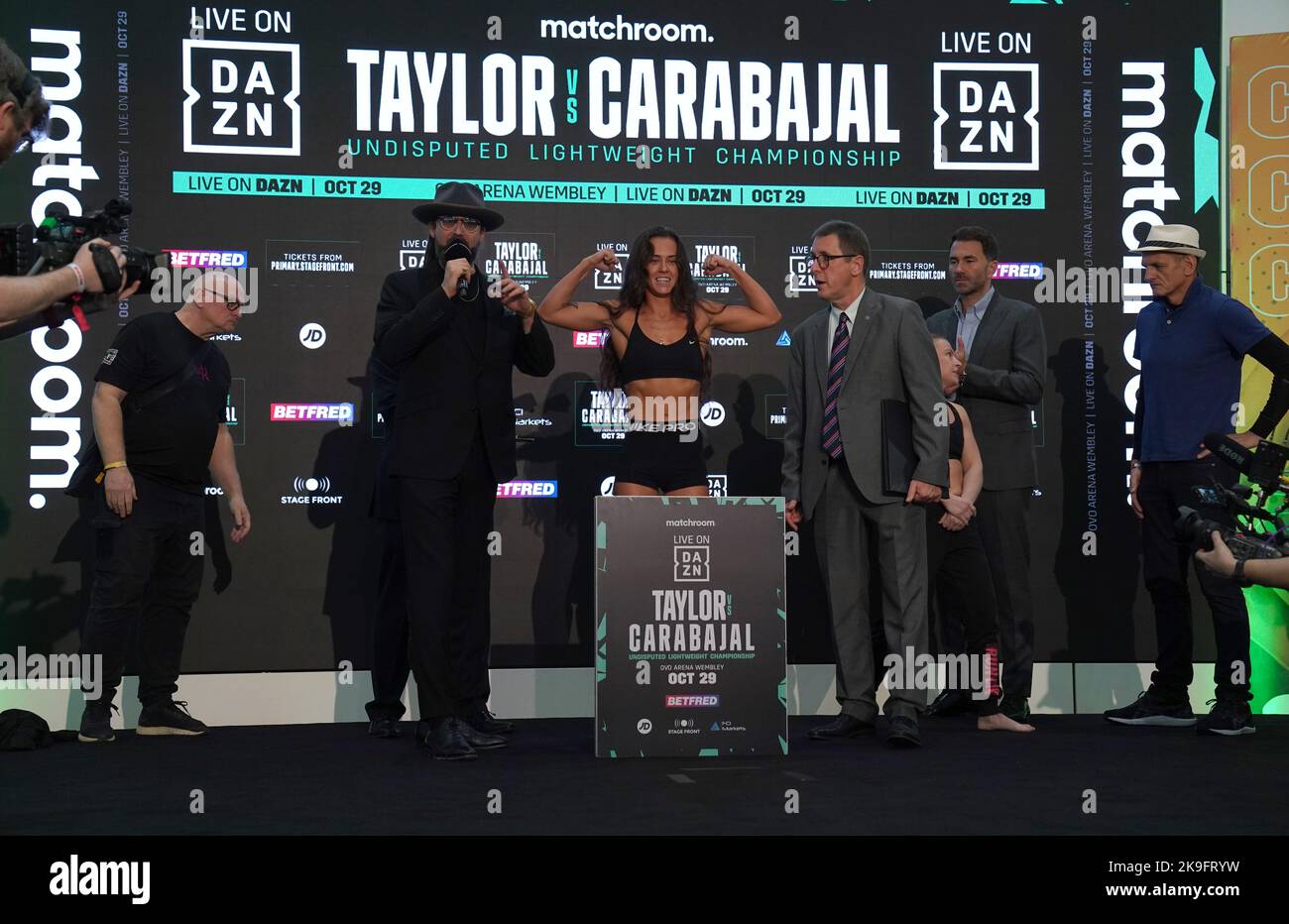 Maisie Rose during the weigh-in at The Drum Wembley, London. Picture ...