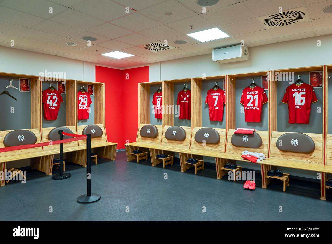 Home changing room at MEWA arena - the official playground of FC Maiz 05 Stock Photo - Alamy