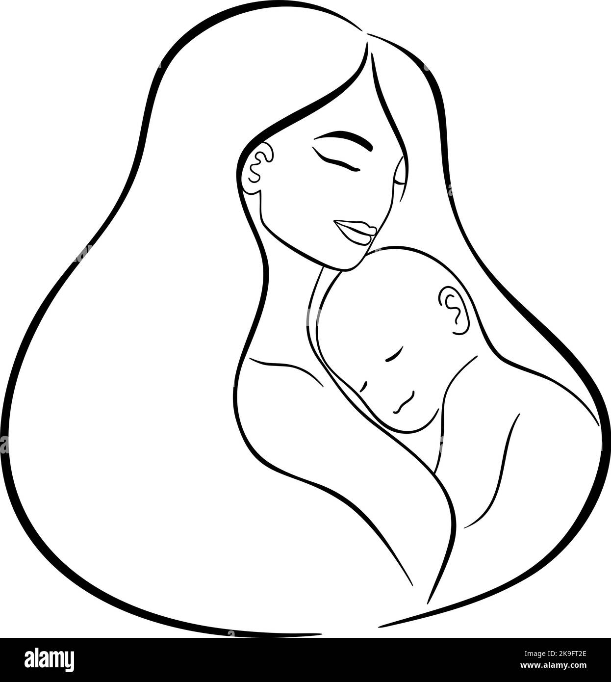 Baby line art mom Cut Out Stock Images & Pictures - Alamy
