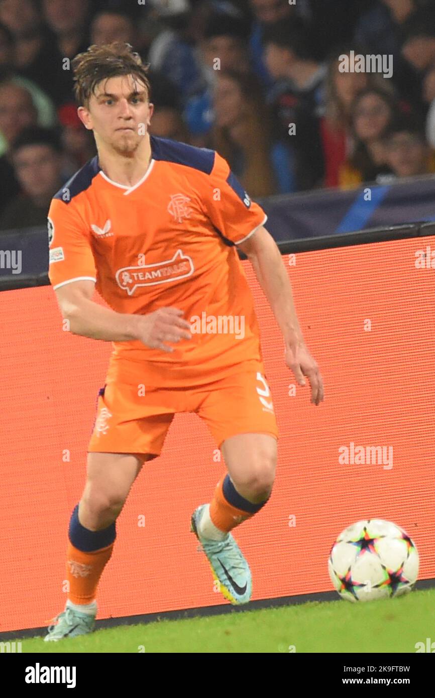 Naples, Italy. 26th Oct, 2022. R?dvan Y?lmaz Rangers Football Club in action during the Uefa ...