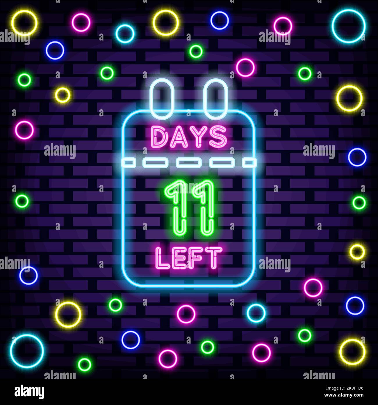 11 Days Left Neon Sign Vector. Neon script. Neon text Stock Vector ...