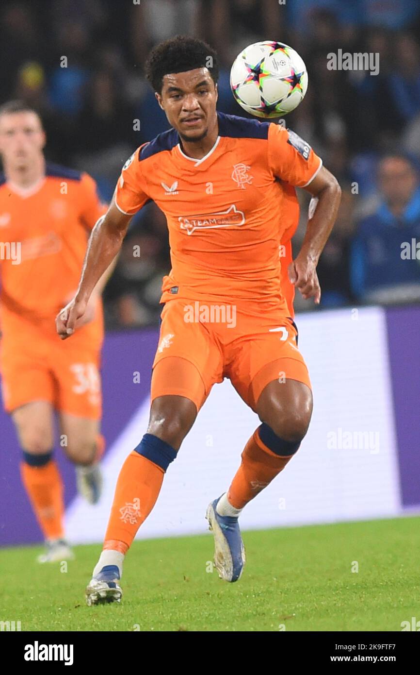 Naples, Italy. 26th Oct, 2022. Tom Lawrence Rangers Football Club in ...