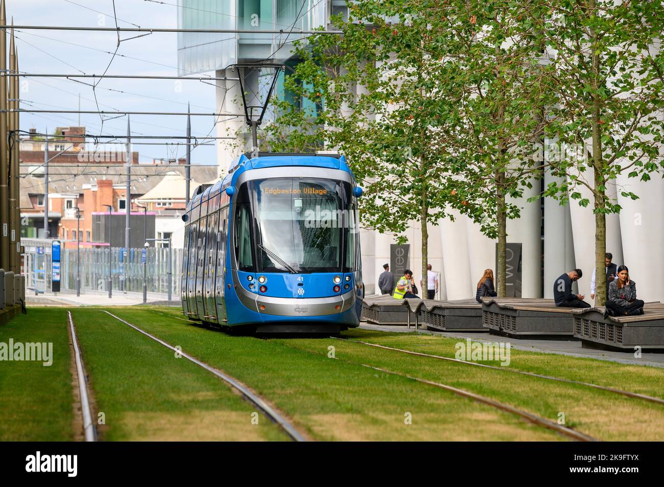 West Midlands Metro tram bound for Edgbaston Village in Birmingham city ...