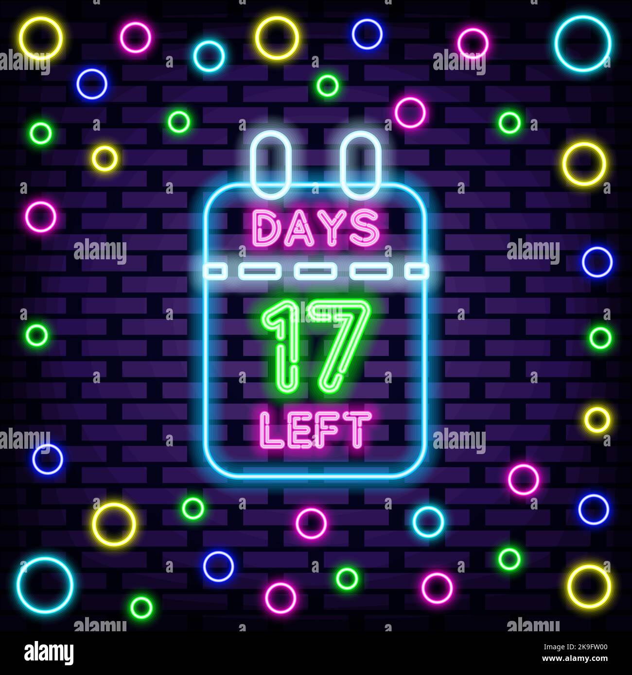17 Days Left Neon Sign Vector. Bright signboard. Light banner Stock ...