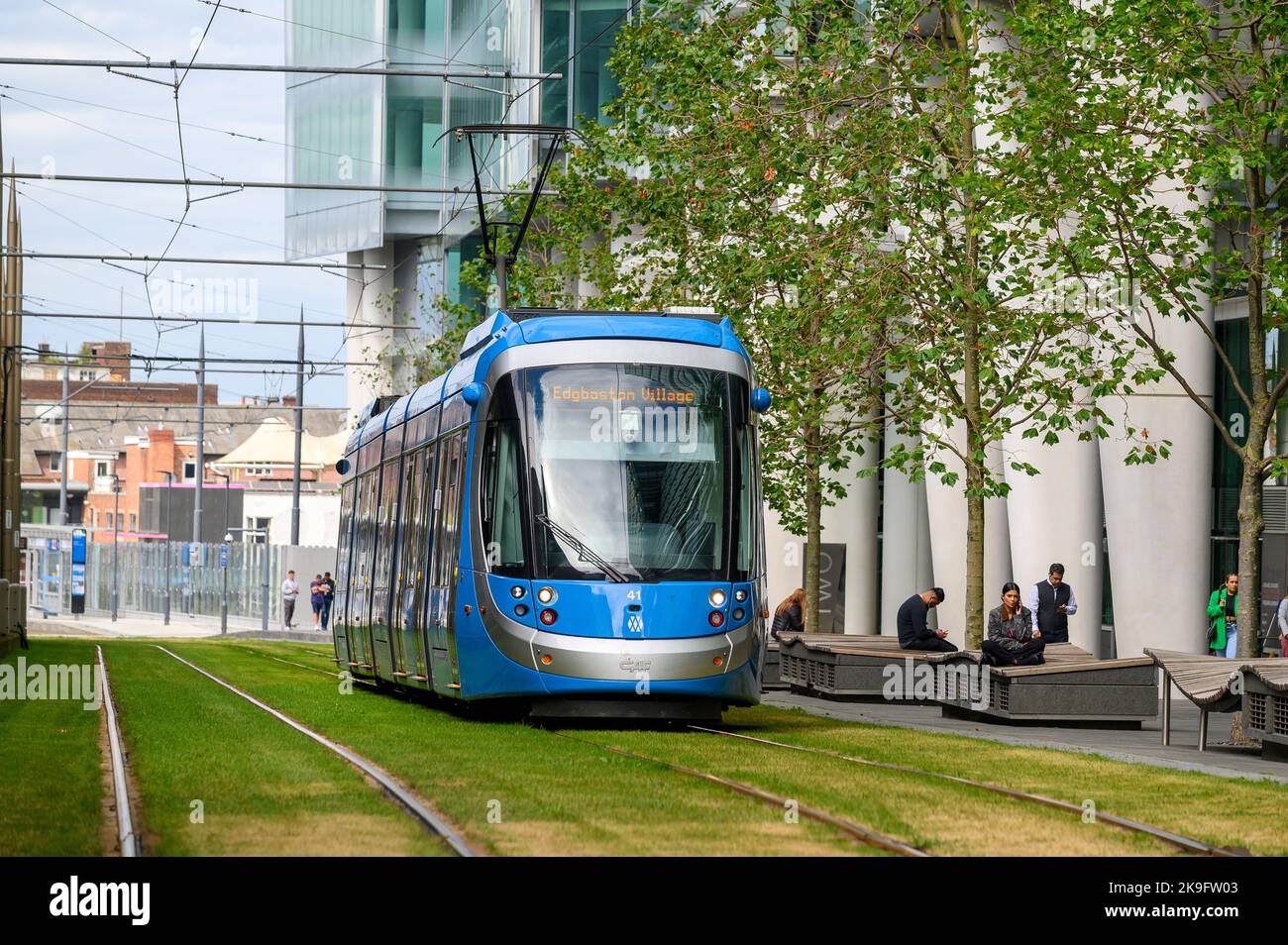 West Midlands Metro tram bound for Edgbaston Village in Birmingham city ...