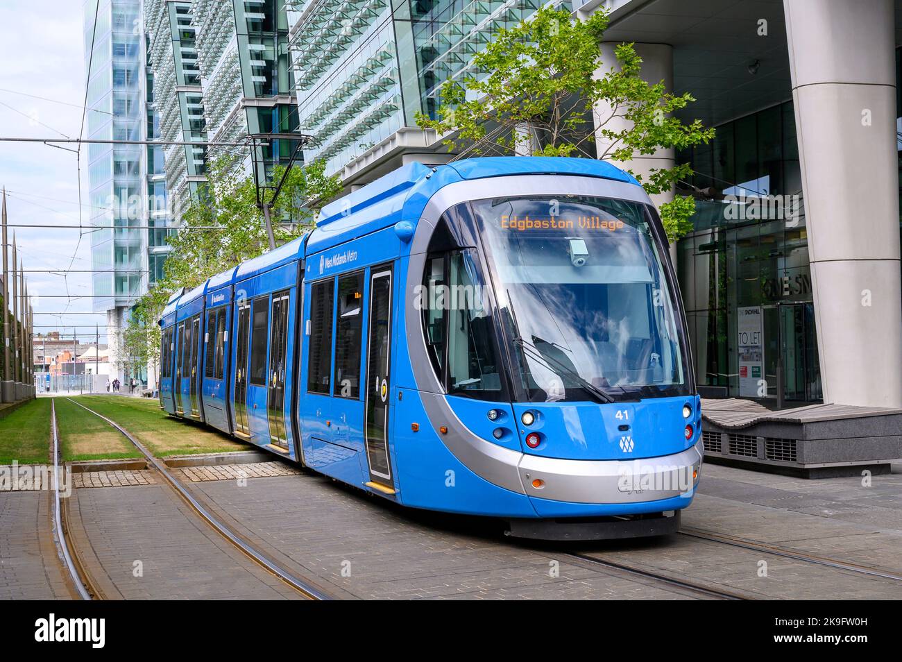 West Midlands Metro tram bound for Edgbaston Village in Birmingham city ...
