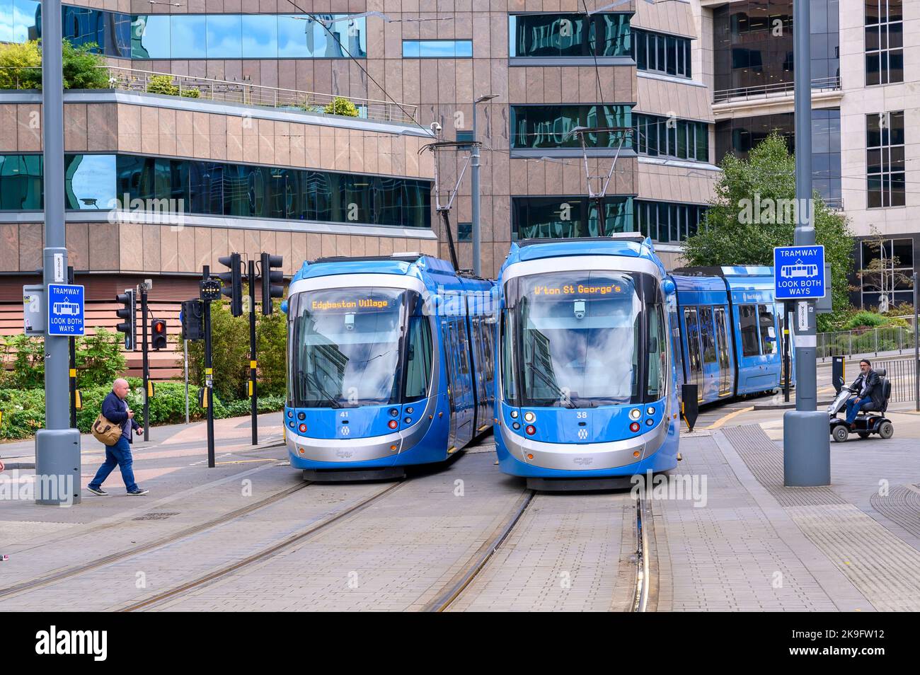 West Midlands Metro trams in Birmingham city centre, England Stock ...