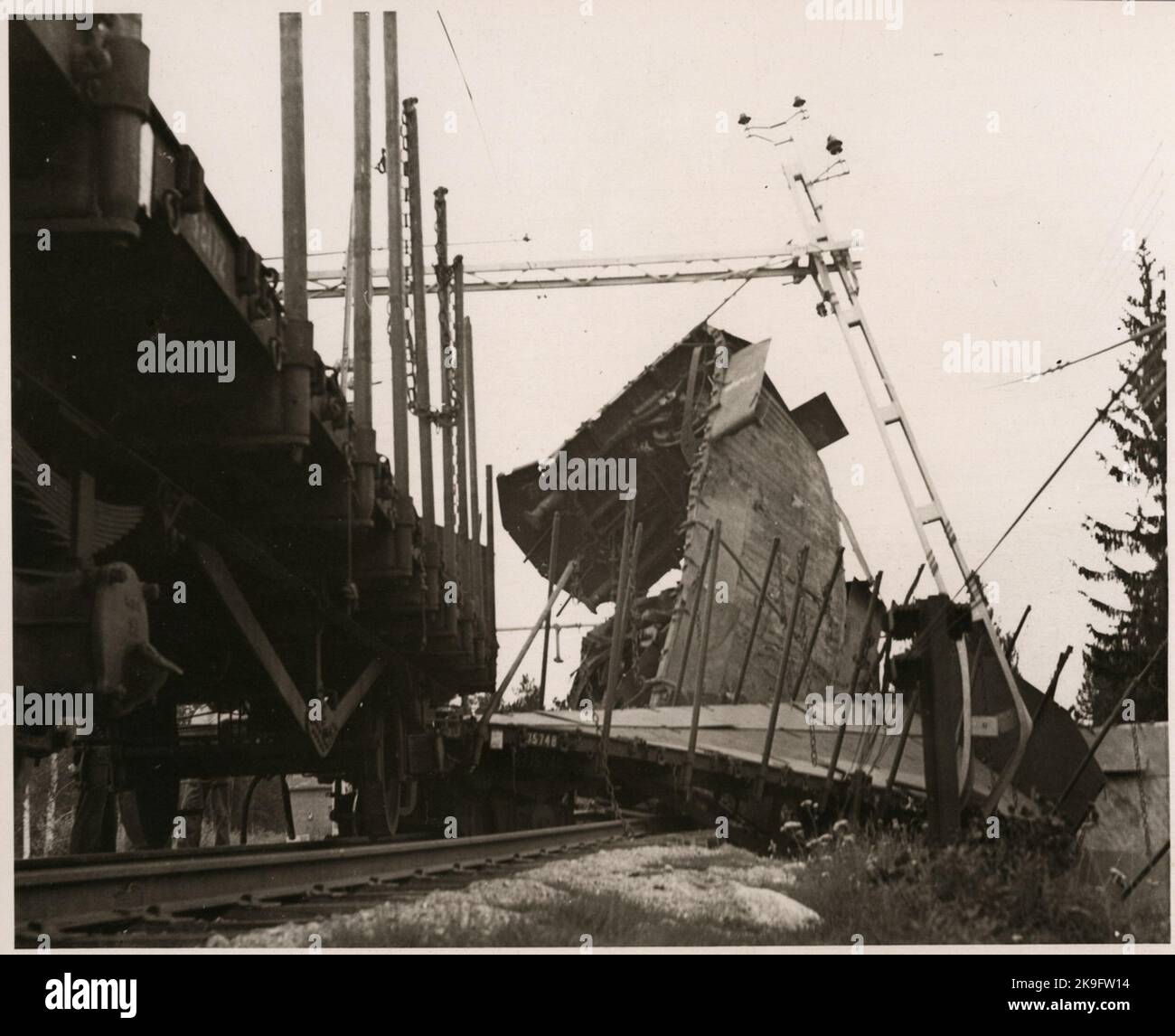Craft -damaged freight wagons, one of which is high after accident in ...