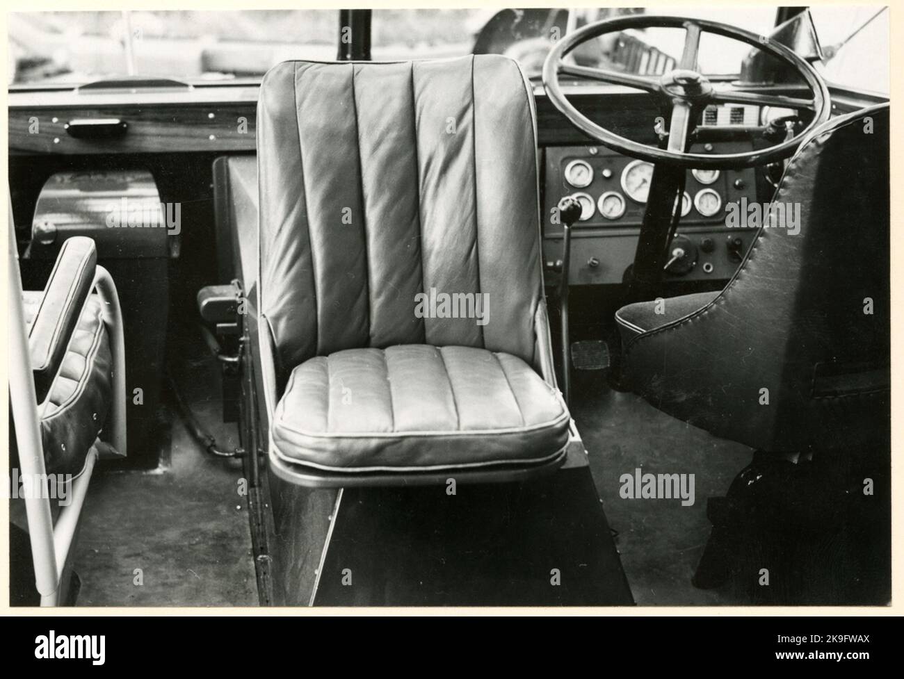 Interior at the driver's position on bus Stock Photo - Alamy