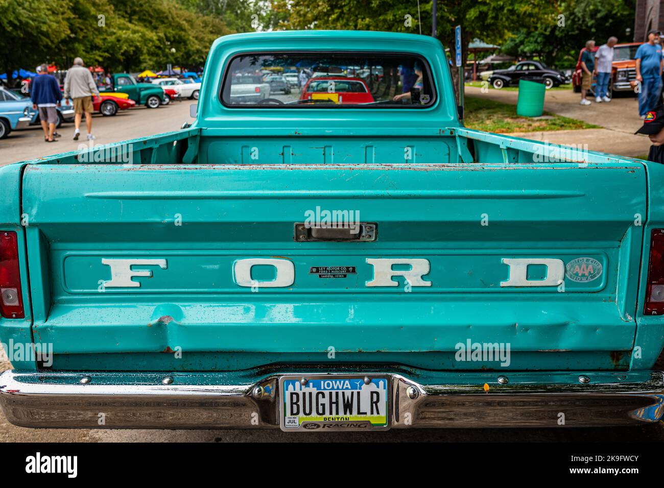 Des Moines, IA - July 01, 2022: High perspective rear view of a 1968 ...