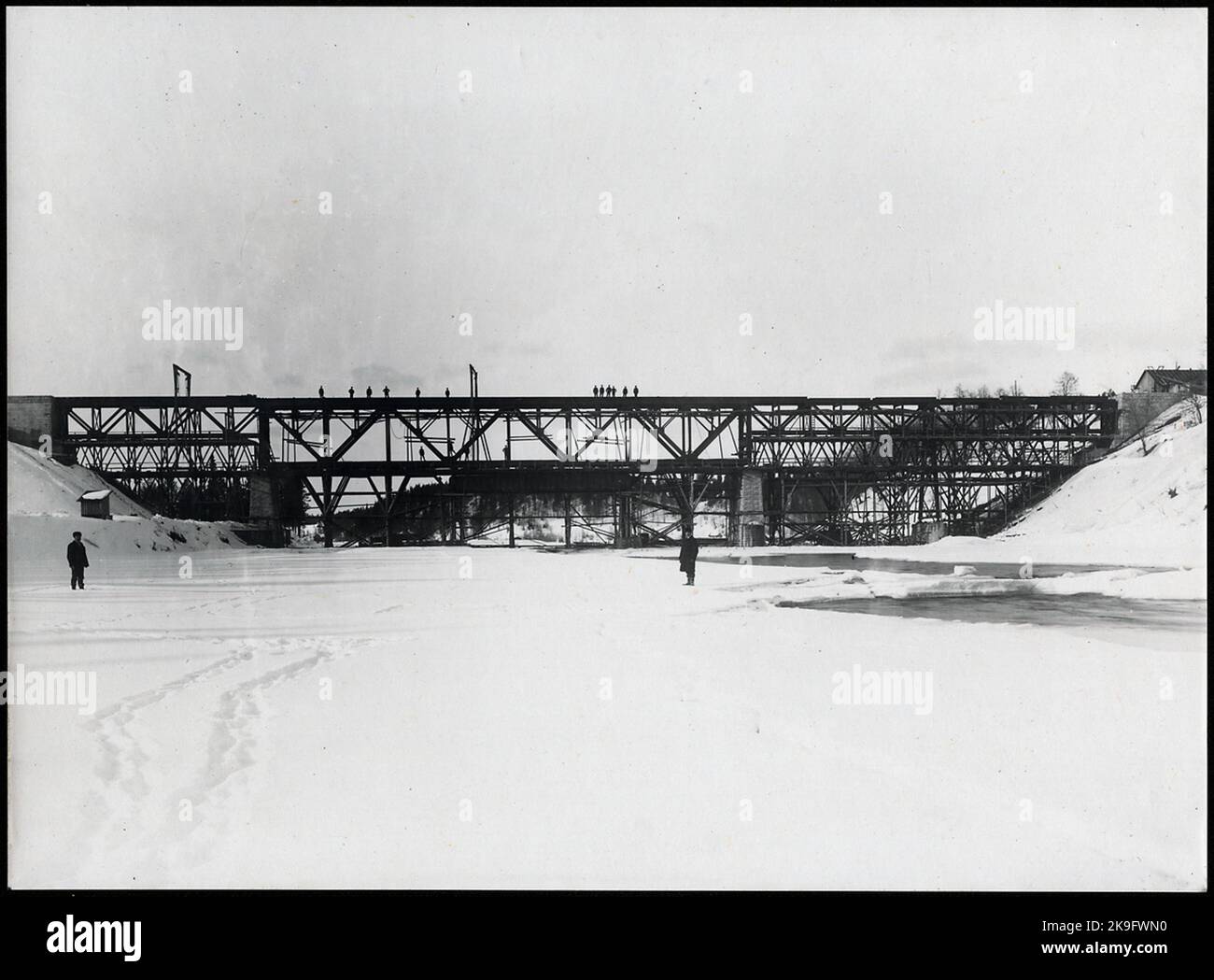 Construction of Bro over the Skellefte River on the line between ...
