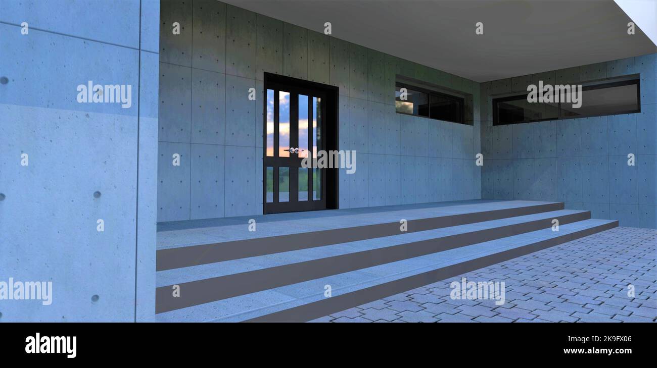 An architectural marvel of concrete finishing. Front entrance to a ...