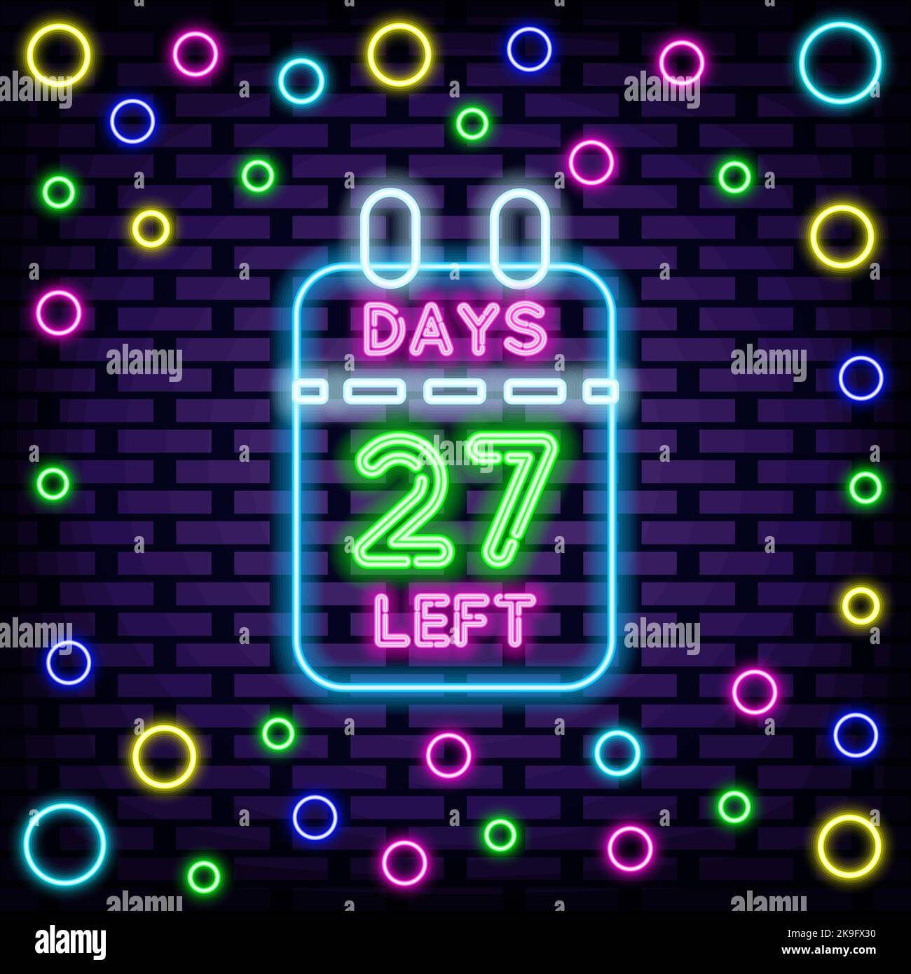 27 Days Left Badge in neon style. Neon script. Neon text Stock Vector ...