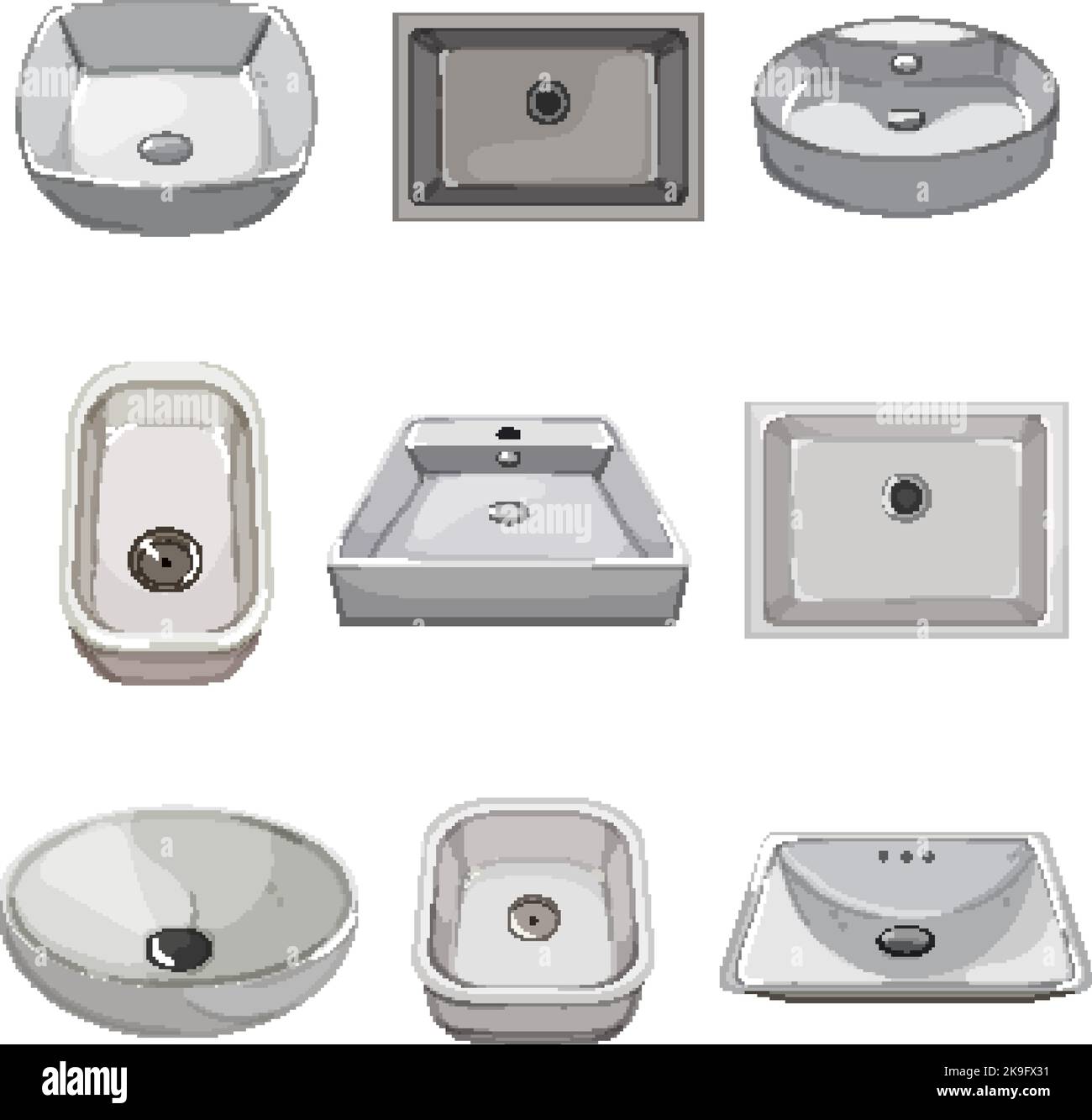 sink ceramic set cartoon vector illustration Stock Vector Image & Art ...