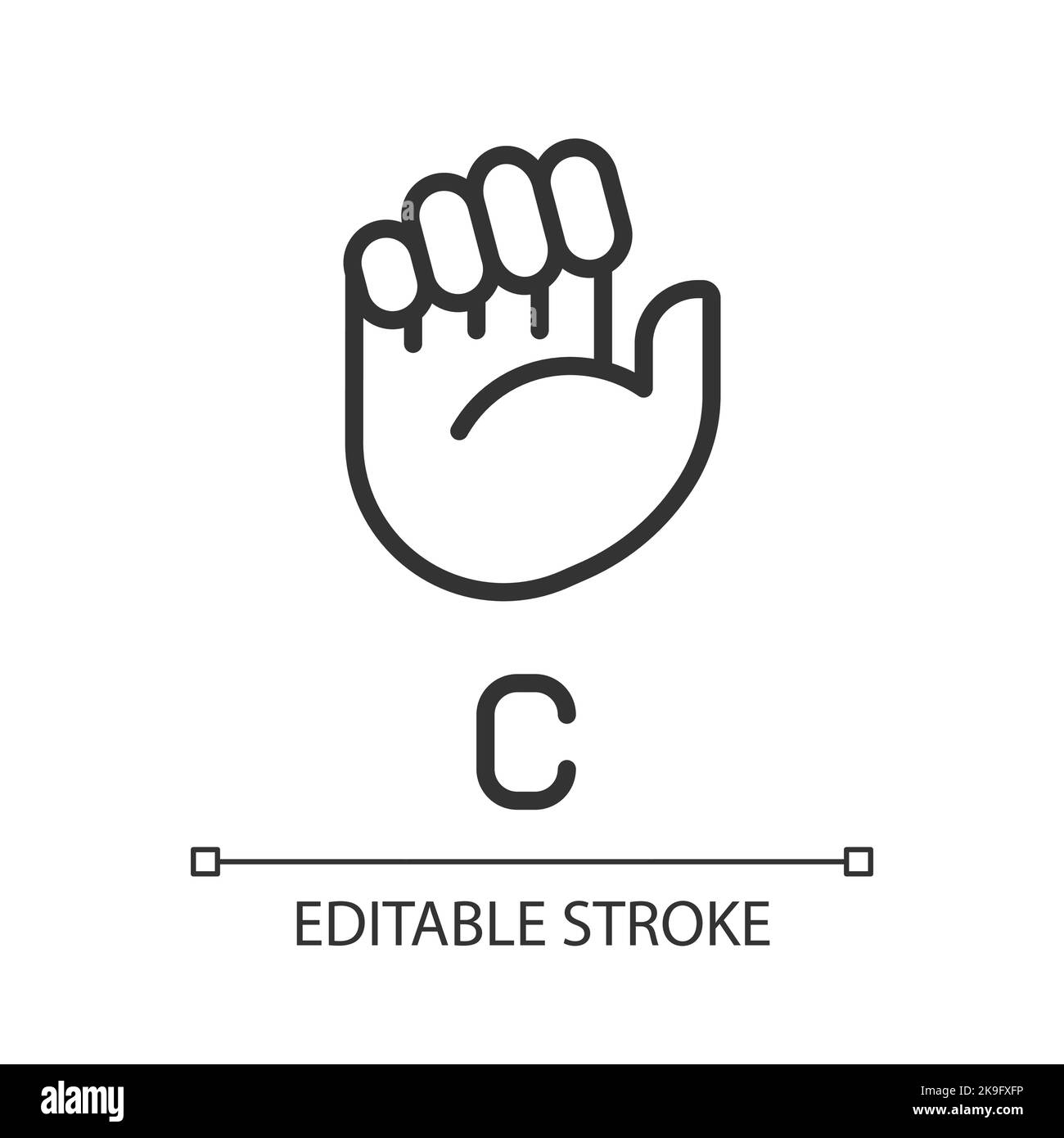Sign for letter C in ASL pixel perfect linear icon Stock Vector Image ...