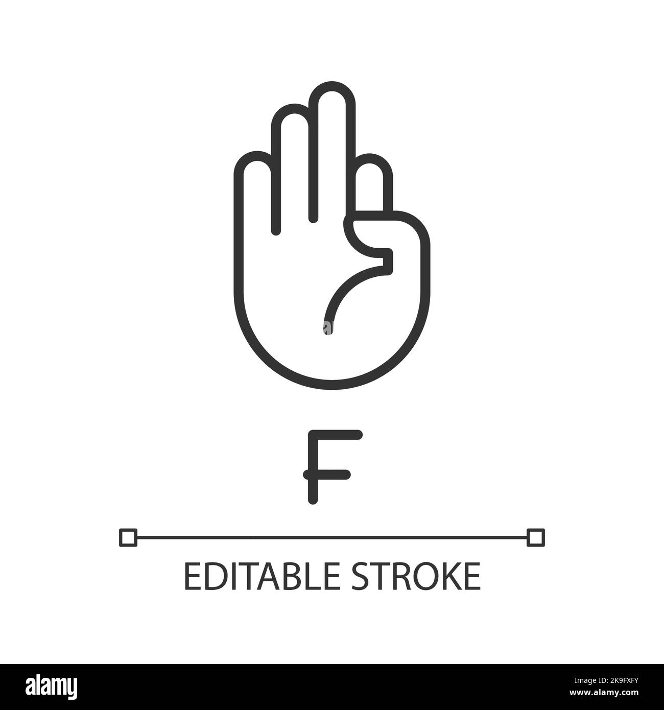 Letter F in American sign language pixel perfect linear icon Stock ... Letter F in American sign language pixel perfect linear icon Stock ...