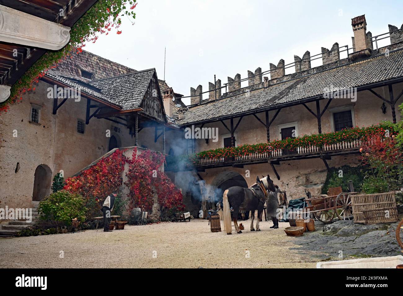 PRODUCTION - 24 October 2022, Italy, Montan: Exclusive The courtyard of ...