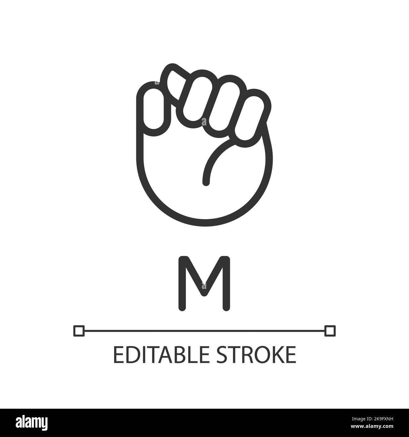 Letter M in American sign language pixel perfect linear icon Stock ...