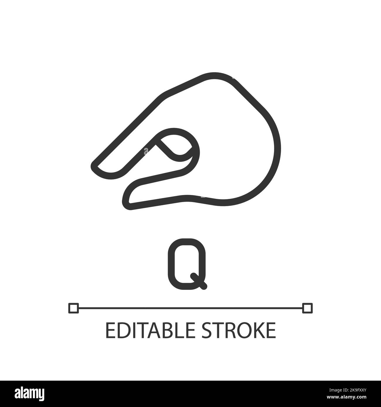 Sing for letter Q in ASL pixel perfect linear icon Stock Vector Image ...