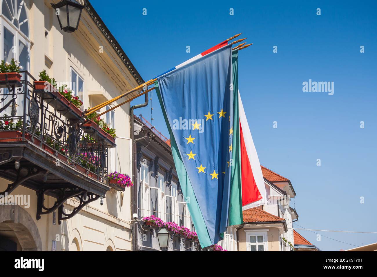 Flag flying on balcony hi-res stock photography and images - Alamy