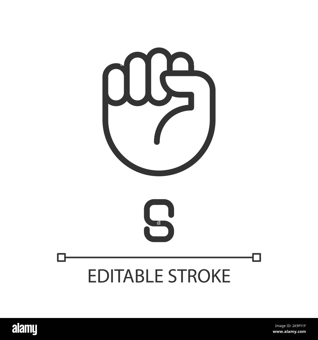 Letter S in American sign language pixel perfect linear icon Stock ...
